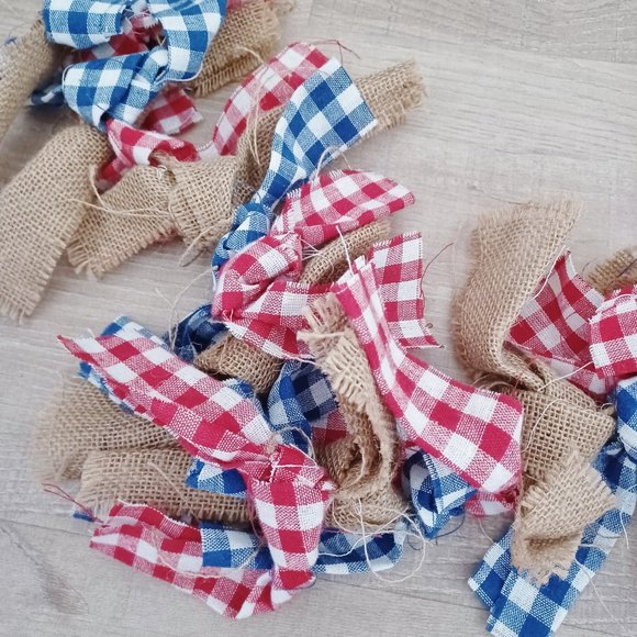 Accents | Burlap Red And Blue Gingham 72 In Garland Ties Bows Rustic ...
